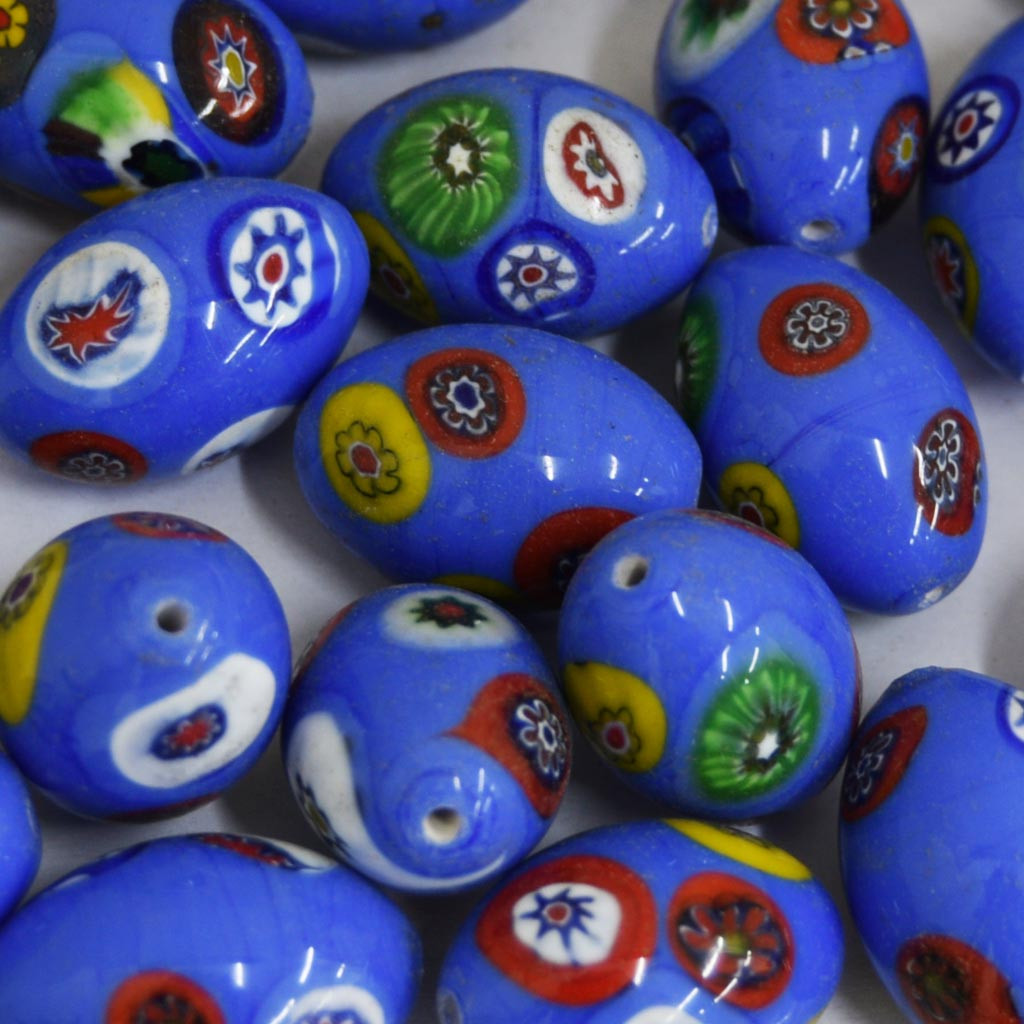 Murano Italiano Decorado Millefiori Azul 22/14 mm 709161 - Muranos ...
