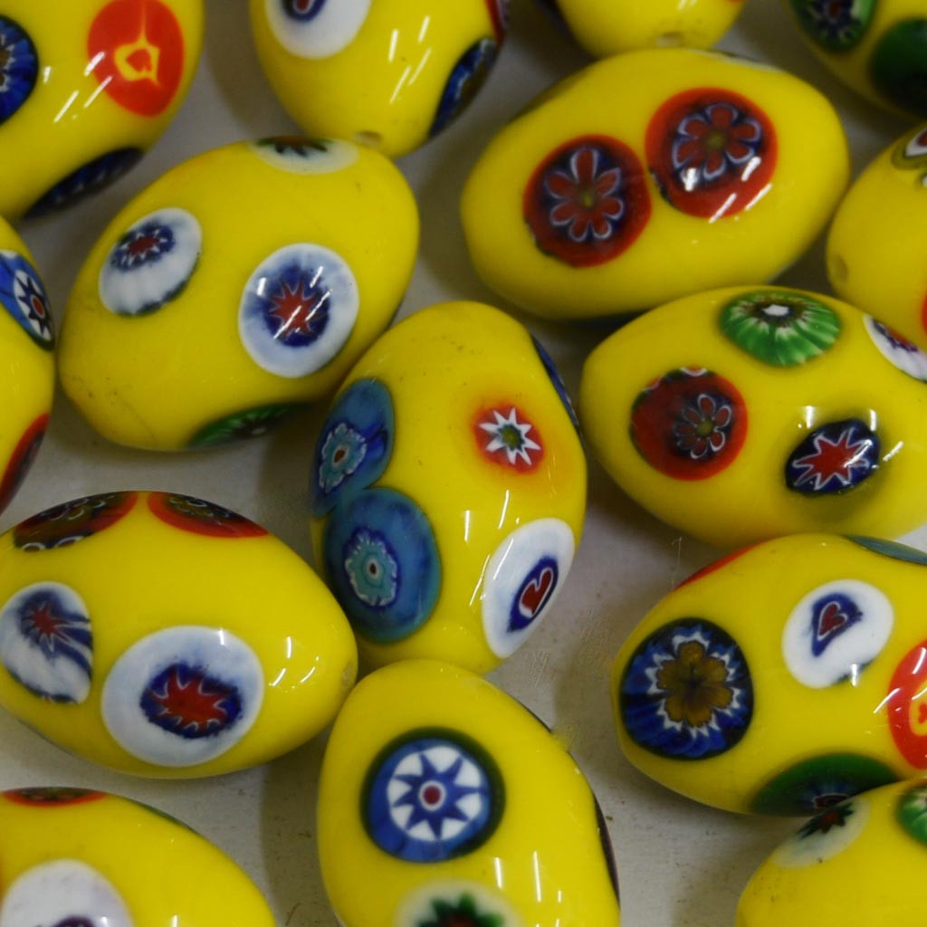 Murano Italiano Decorado Millefiori amarelo 22/14 mm 709163 - Muranos ...