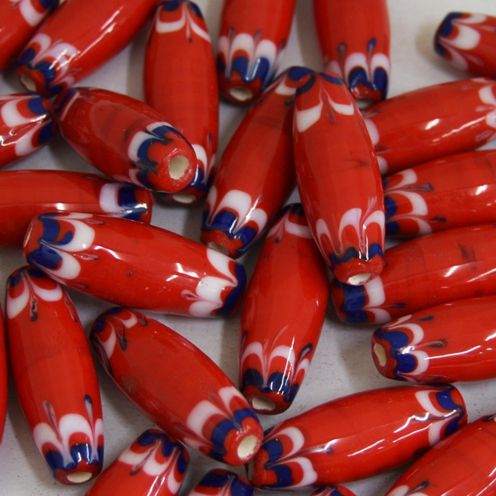 Murano Italiano Decorado Rajado Vermelho 26/10 mm 709183 - Muranos ...