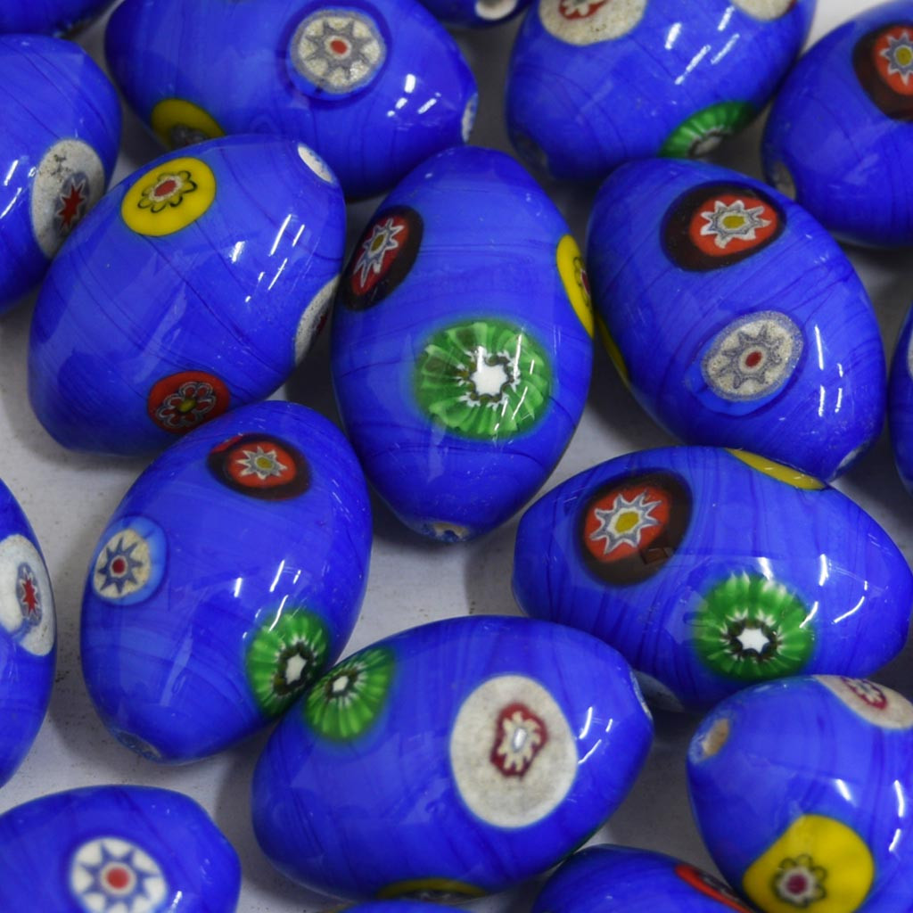 Murano Italiano Decorado Millefiori Azulão 23/15 mm 710193 - Firmas ...