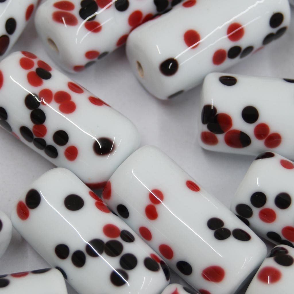 Murano Italiano Pintado Branco/Vermelho/Preto 26/12 mm 710212 - Muranos ...